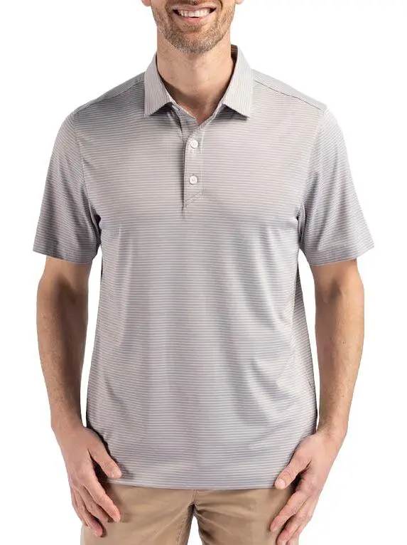 Cutter & Buck Forge Fine Line Stripe Recycled Blend Polo - Polished/white
