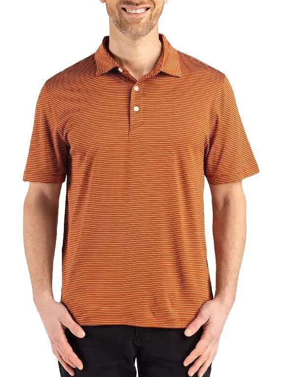 Cutter & Buck Forge Fine Line Stripe Recycled Blend Polo - Texas Orange/white