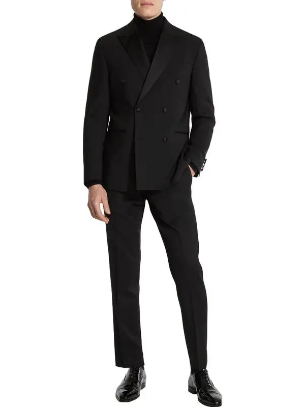 JACK VICTOR Eden Double Breasted Wool Tuxedo - Black