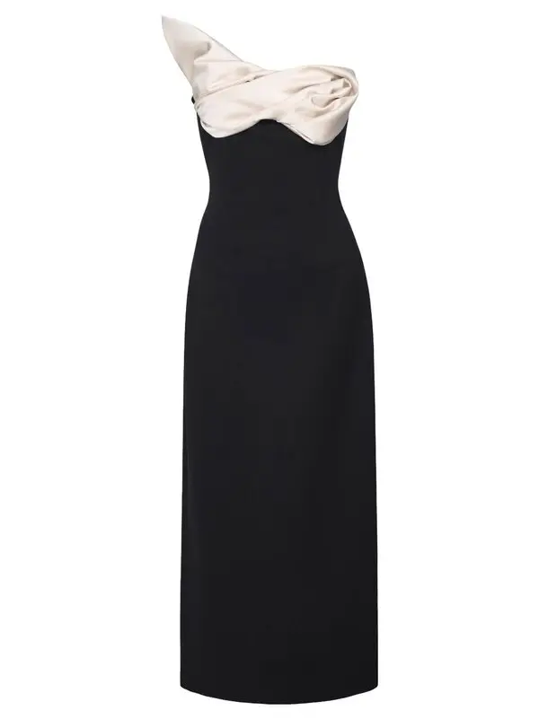 Rachel Gilbert Cassidy Ruched Midi Dress - Black