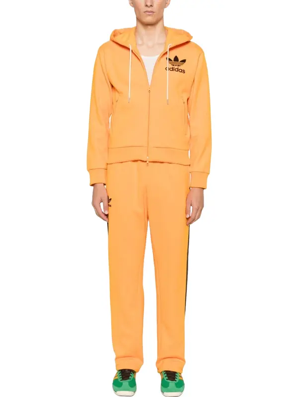 Adidas X Wales Bonner Logo-flocked Hoodie - Orange