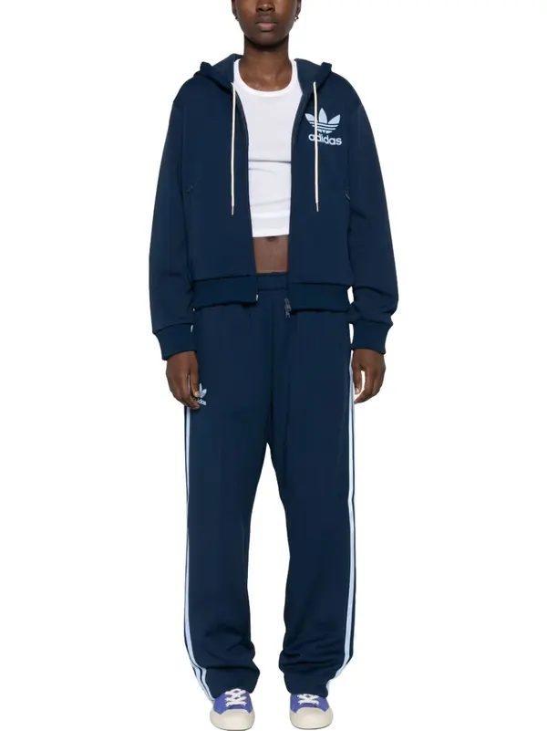 Adidas X Wales Bonner Logo-flocked Hoodie - Blue
