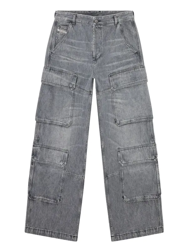 Diesel D-touch Wide Leg Cargo Jeans - Grey