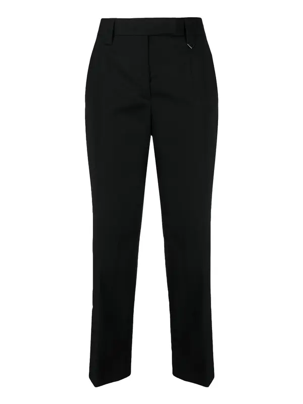 Prada Logo-plaque Cropped Trousers - Black