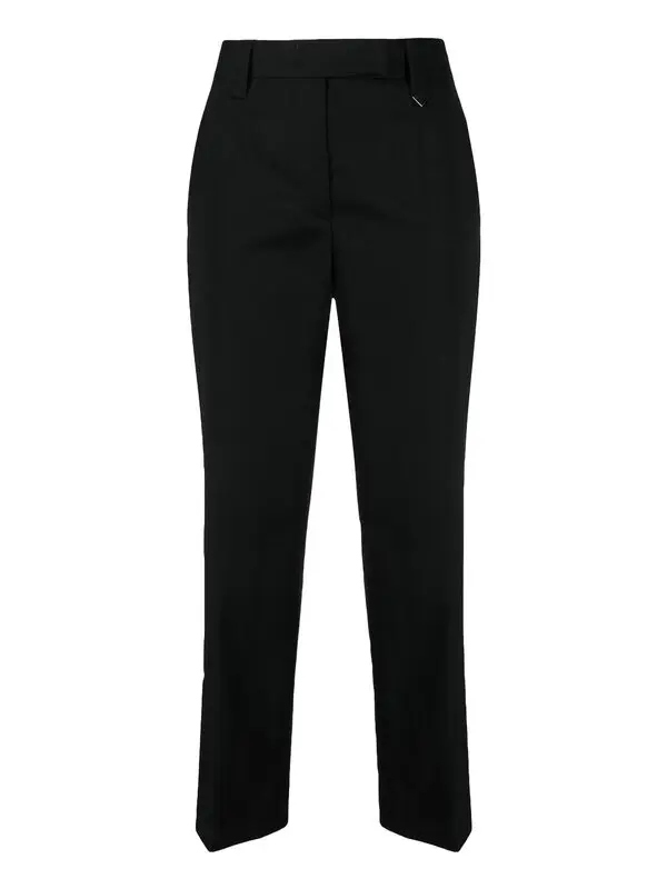 Prada Logo-plaque Cropped Trousers - Black