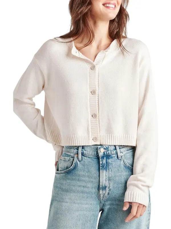 Splendid Cropped Cotton-blend Cardigan - Pale Oak Heather
