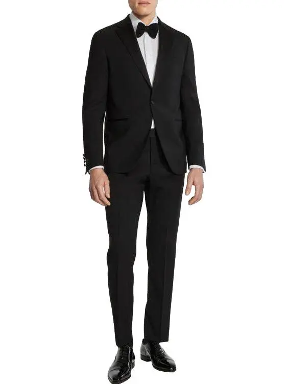 JACK VICTOR Ezra Notched Lapel Wool Tuxedo - Black