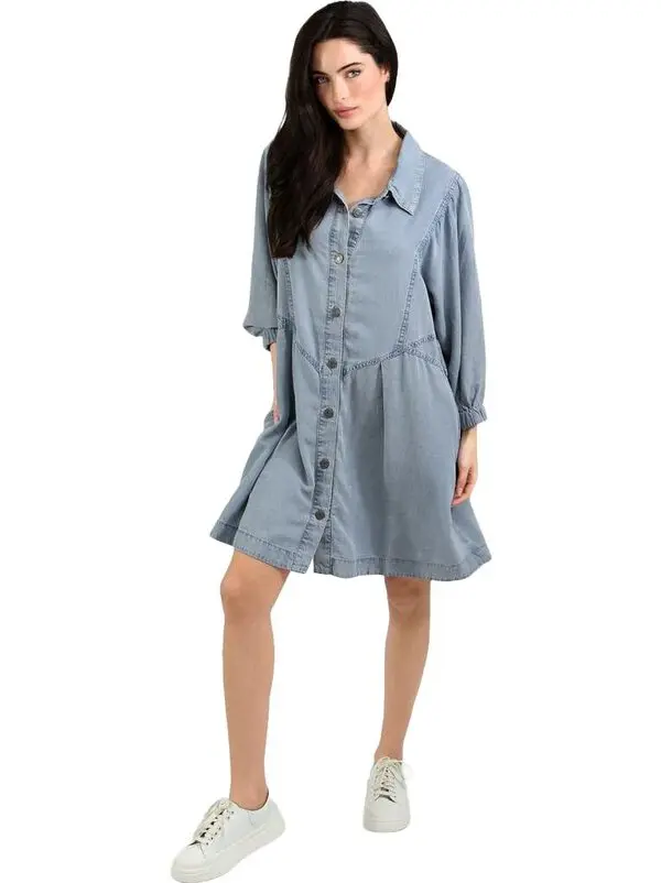 BELLE & BLOOM Denim Shirt Dress - Mid Denim