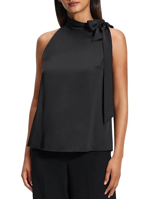 Theory Side Tie Halter Neck Top - Black