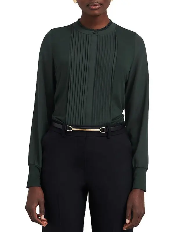 HOBBS LONDON Carina Pleated Top - Evergreen