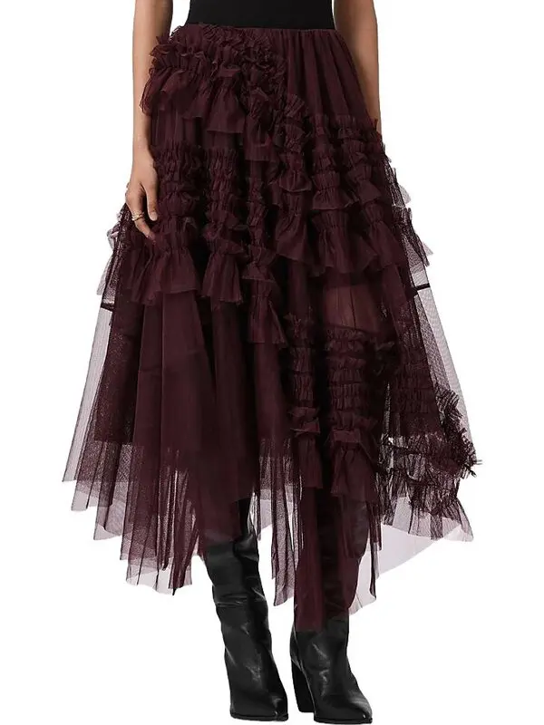 ALLSAINTS Jen Tulle Skirt - Oxblood Red