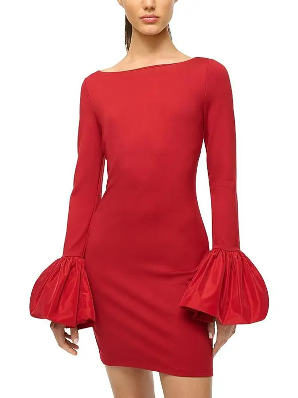 Staud Hawthorne Bell Cuff Dress - Rouge