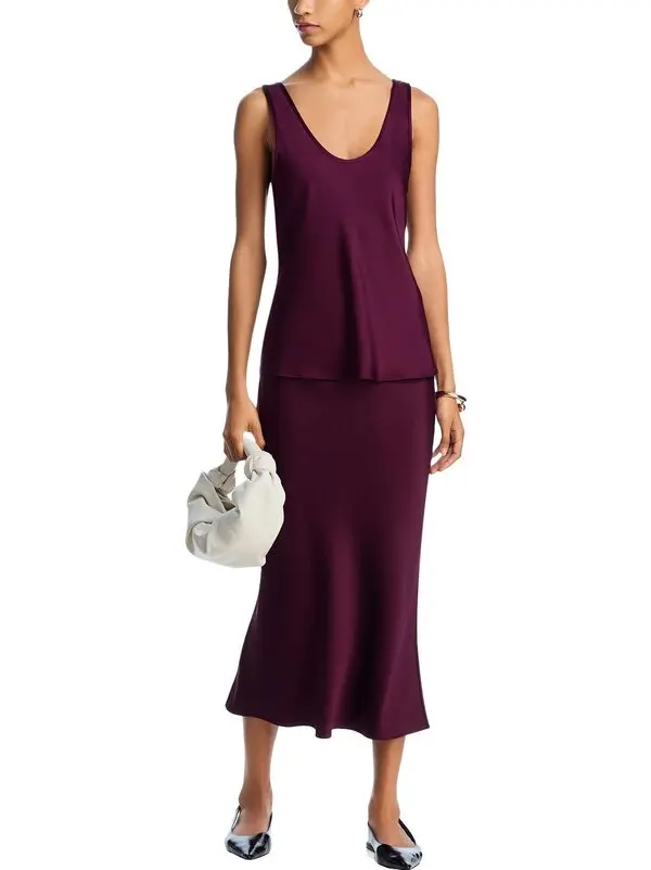 ANINE BING Silk Midi Skirt - Bordeaux