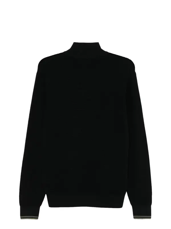 Fred Perry Waffle-stitch Half-zip Sweater - Black