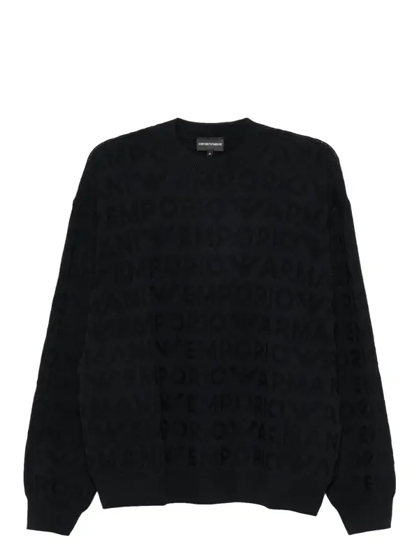 Emporio Armani Link-stitch Wool Sweater - Blue