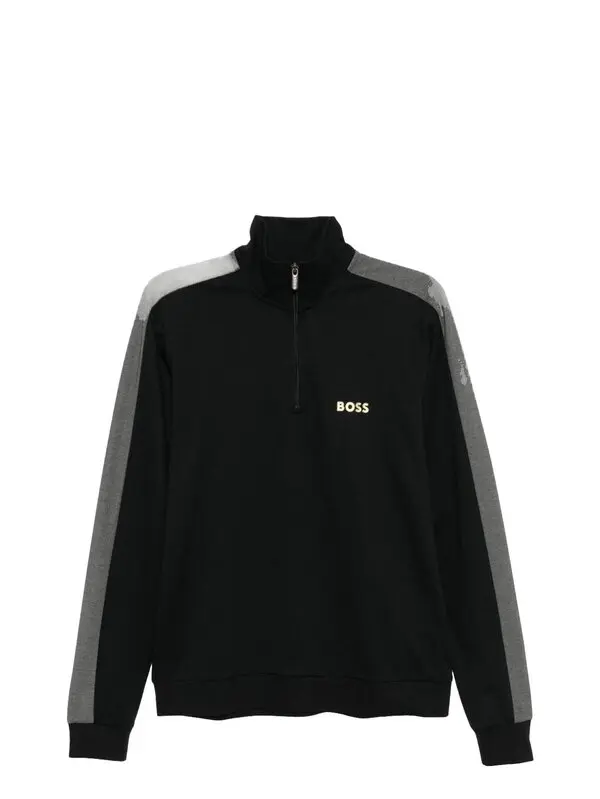 BOSS Logo-printed Half-zip Sweater - Black