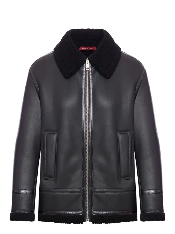 Gucci Shearling-trim Leather Jacket - Black
