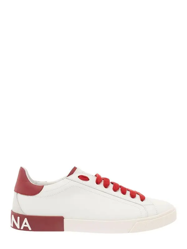 Dolce & Gabbana Portofino Low Top Sneakers With Logo Patch - White