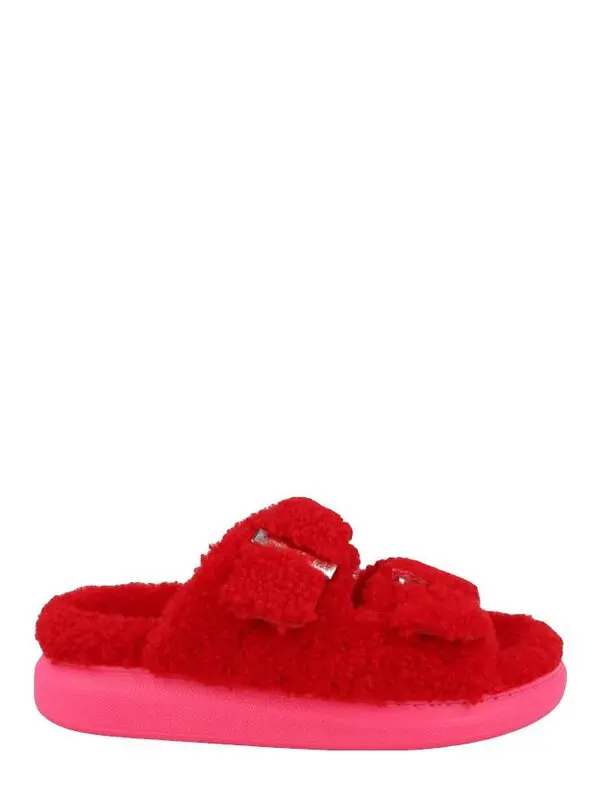 Alexander McQueen Shearling Slides - Red/pink
