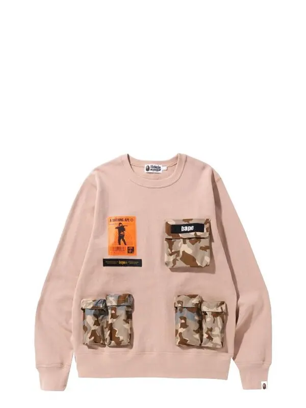 BAPE Camo Pocket Crewneck Sweatshirt - Beige
