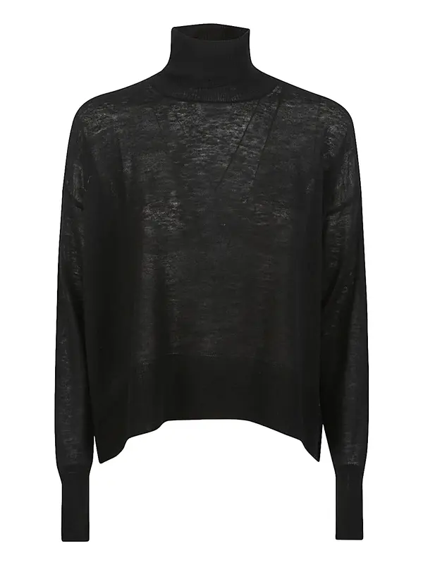 CT PLAGE Cashmere High Neck Sweater - Black