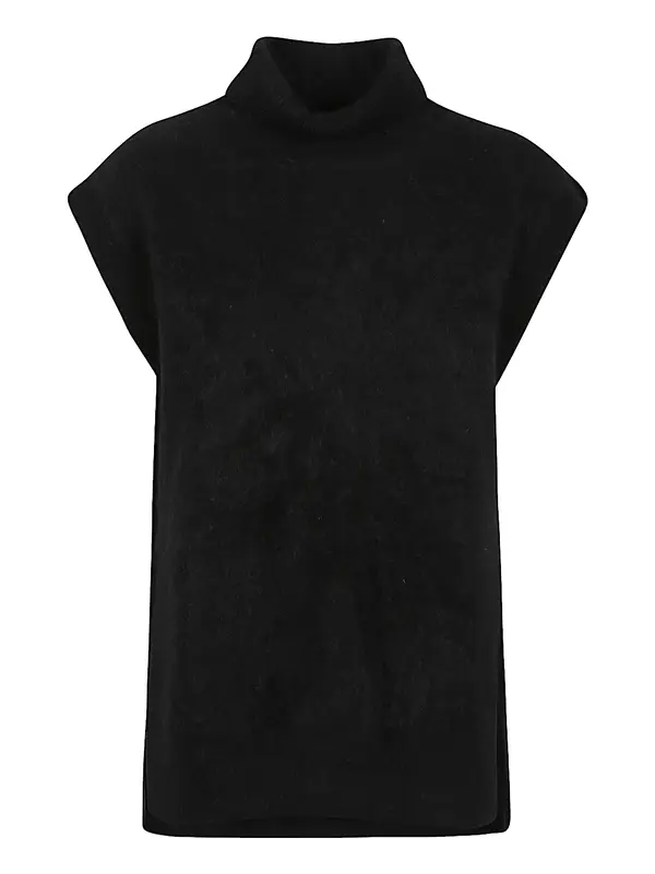 CT PLAGE Cashmere High Neck Vest - Black