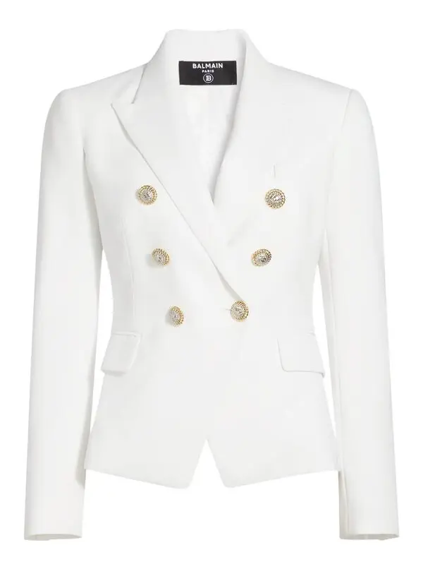 Balmain Crepe Double-breasted Jacket - Blanc