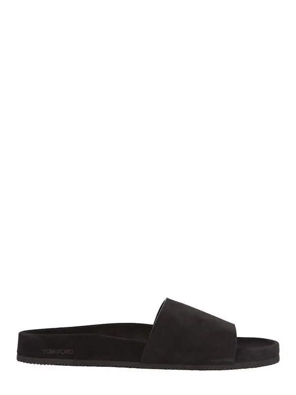 TOM FORD Wicklow Perforated Suede Slides - Black