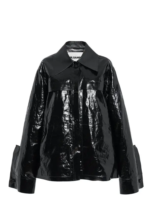 JIL SANDER Coated Linen Jacket - Black