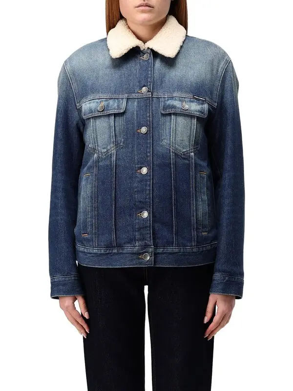 Dolce & Gabbana Jacket With Shearling Collar - Denim