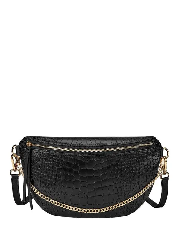 Gigi New York Beck Sling Bag - Black Embossed Croc