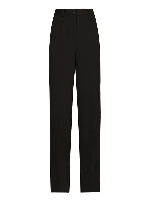 Dolce & Gabbana Wool Gabardine Tuxedo Trousers - Black