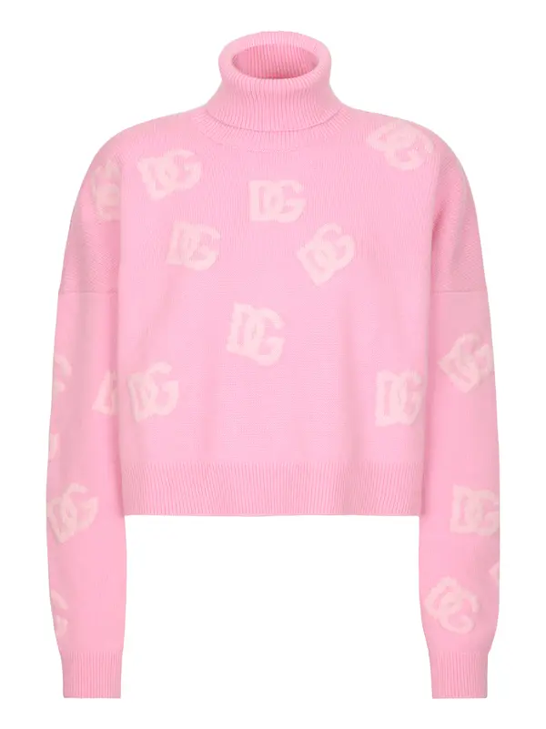 Dolce & Gabbana Cropped Cashmere Sweater With Dg Logo - Multicolor