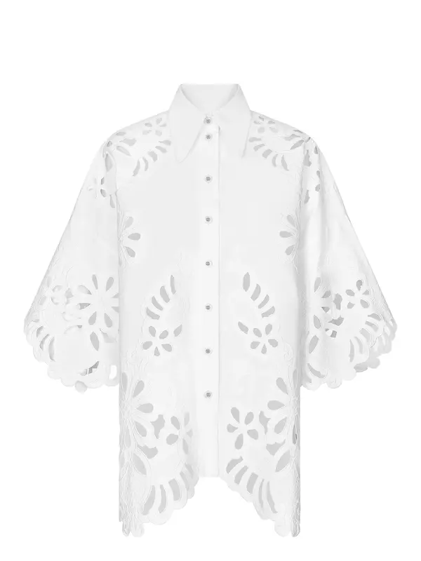 Dolce & Gabbana Oversize Cotton Shirt With Cut-out Detailing - White