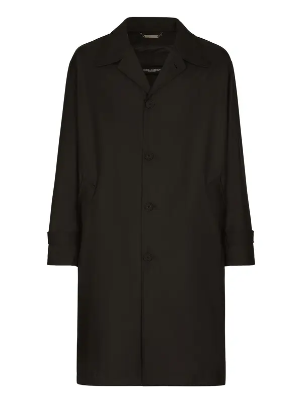 Dolce & Gabbana Nylon Trench Coat With Logo Tag - Black