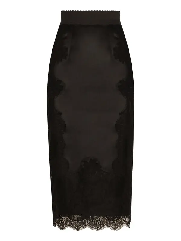 Dolce & Gabbana Satin Midi Skirt - Black