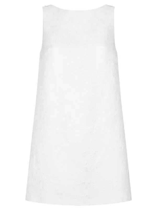 Dolce & Gabbana Short Brocade Dress With Plunging Back - White