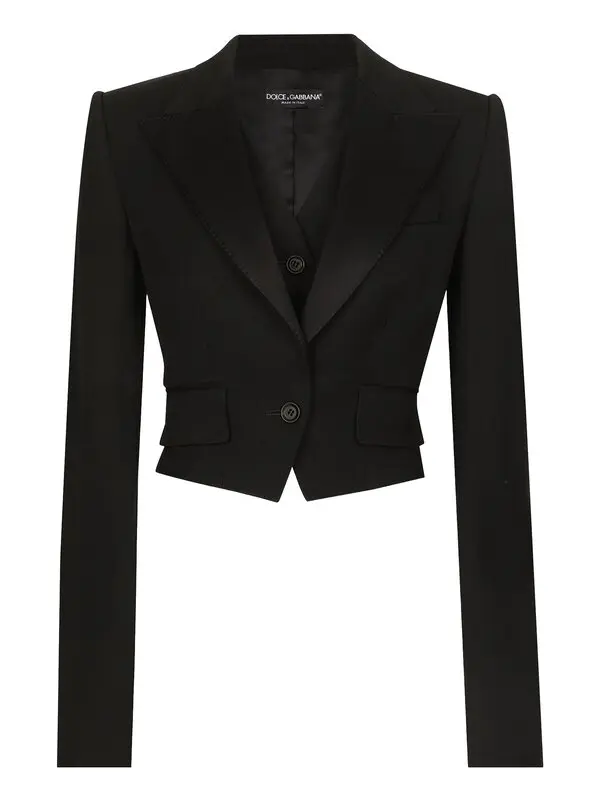 Dolce & Gabbana Short Wool Gabardine Jacket With Vest - Black