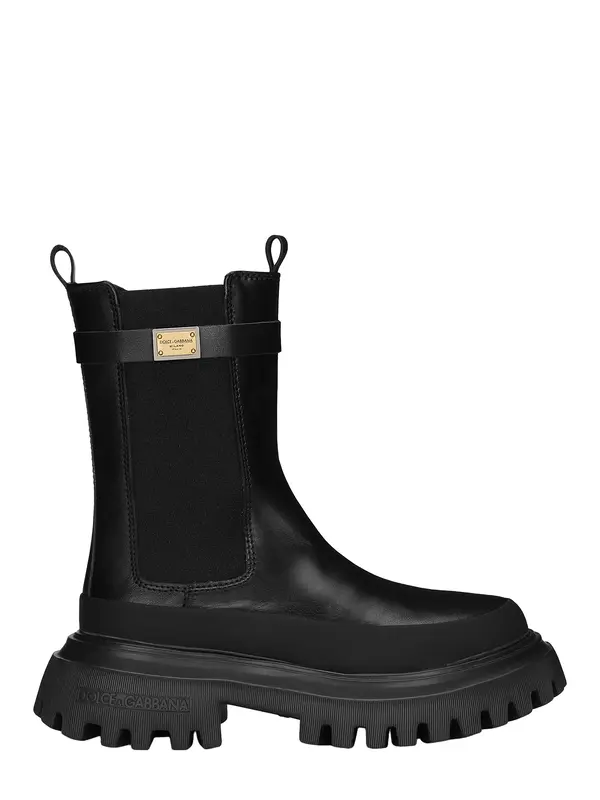 Dolce & Gabbana Calfskin Hi Trekking Ankle Boots - Black