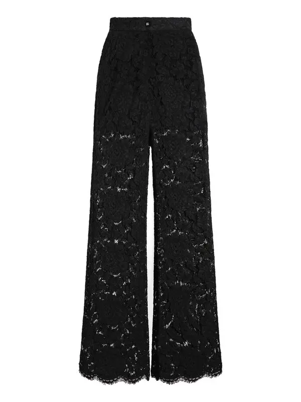 Dolce & Gabbana Flared Stretch Lace Pants - Black