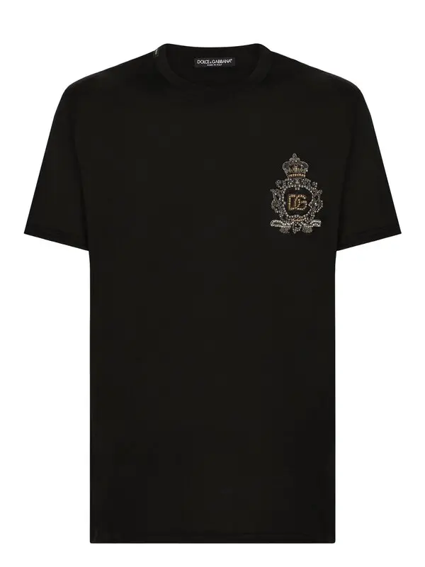 Dolce & Gabbana Cotton T-shirt With Heraldic Dg Patch - Black