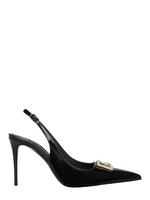 Dolce & Gabbana Polished Calfskin Slingbacks - Black