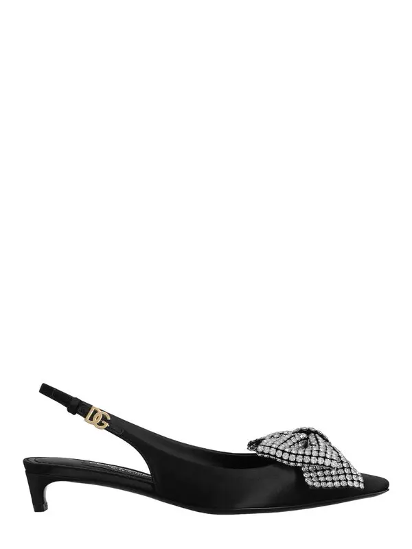 Dolce & Gabbana Satin Slingbacks With Rhinestone Embellishment - Multicolor