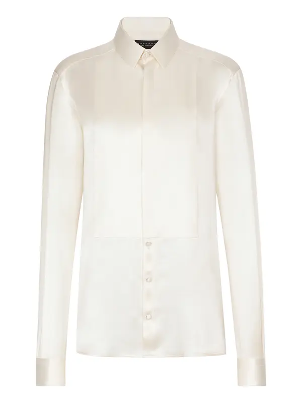 Dolce & Gabbana Silk Shirt With Shirt Front - White