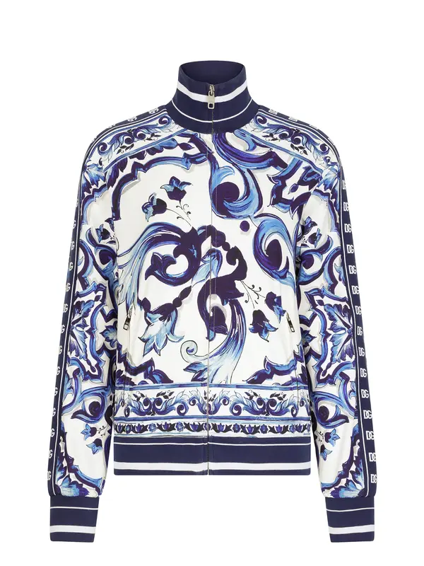 Dolce & Gabbana Majolica-print Cady Zip-up Sweatshirt - Multicolor