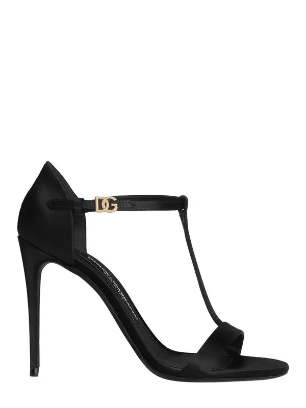 Dolce & Gabbana Satin T-bar Sandals - Black