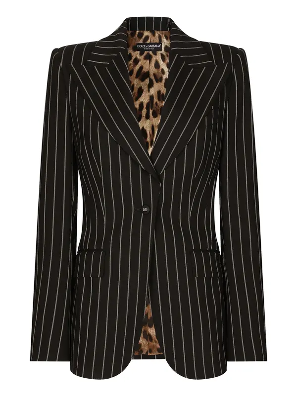 Dolce & Gabbana Pinstripe Wool Turlington Blazer - Multicolor