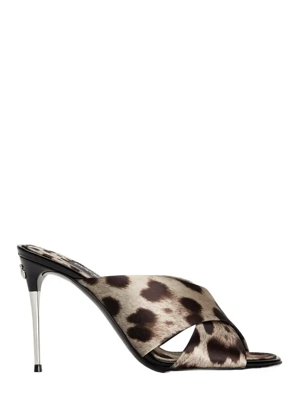 Dolce & Gabbana Leopard- Satin Mules - Print