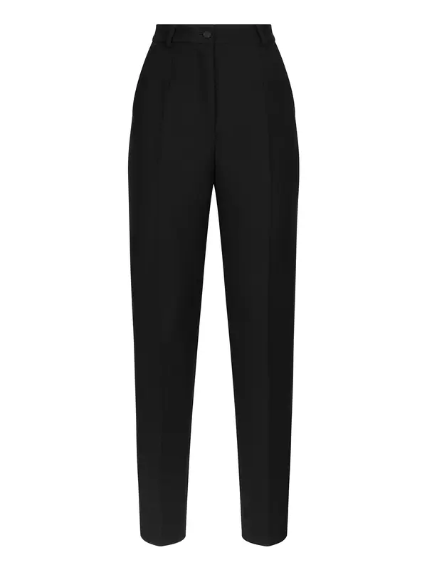 Dolce & Gabbana Tailored Wool Gabardine Tuxedo Pants - Black