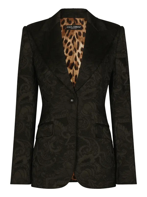 Dolce & Gabbana Floral Jacquard Turlington Blazer - Black